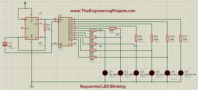 LED Blinking using 555 Timer - The Engineering Projects