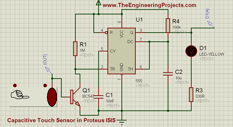 How to use Capacitive Touch Sensor in Proteus ISIS ? - The Engineering Projects