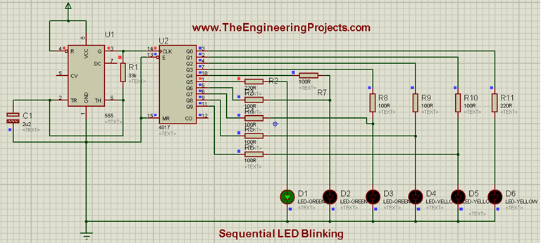 LED Blinking using 555 Timer - The Engineering Projects