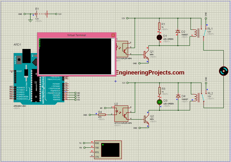 DC Motor Direction Control with Arduino in Proteus - The Engineering ...