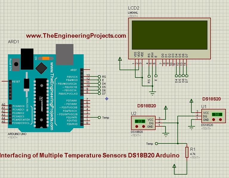 Interfacing of Multiple DS18B20 Arduino - The Engineering Projects