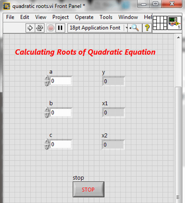Quadratic Roots Calculation in LabVIEW - The Engineering Projects