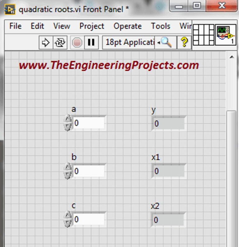 Quadratic Roots Calculation in LabVIEW - The Engineering Projects