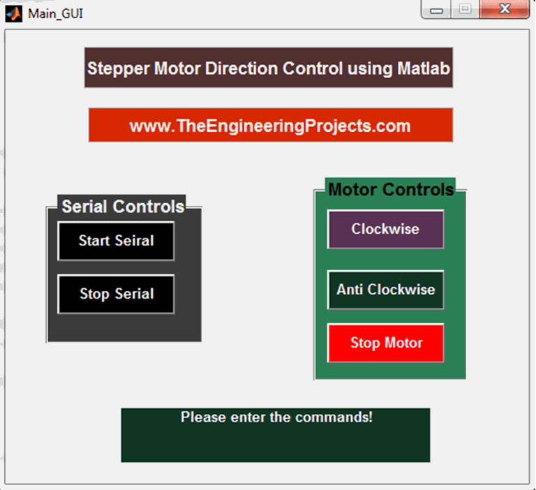 Stepper Motor Direction Control using Matlab - The Engineering Projects