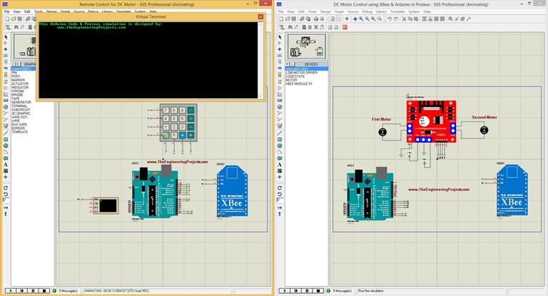 DC Motor Control using XBee & Arduino in Proteus - The Engineering Projects