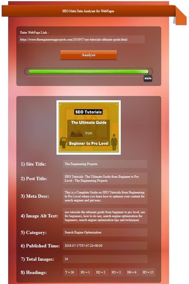 SEO Meta Data Analyzer for WebPages - The Engineering Projects