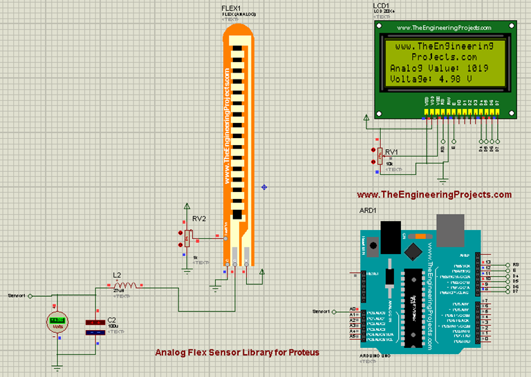 Analog Flex Sensor Library for Proteus - The Engineering Projects