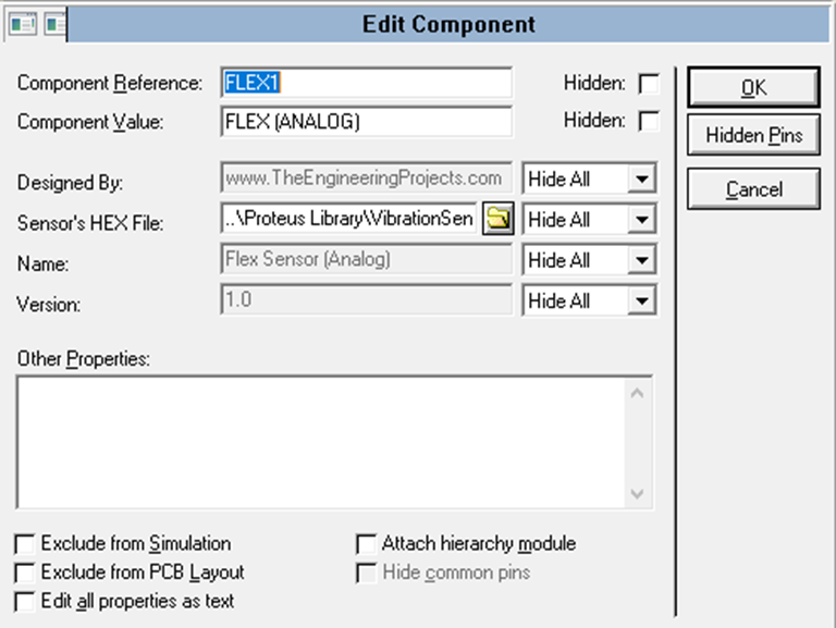 Analog Flex Sensor Library for Proteus - The Engineering Projects
