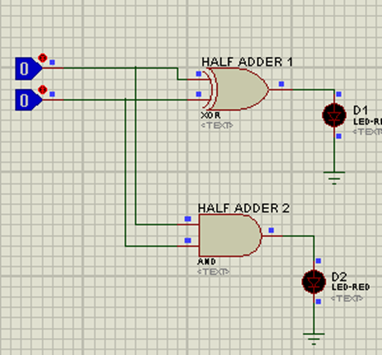 Half Adder through XOR with AND Gate in Proteus ISIS - The Engineering ...