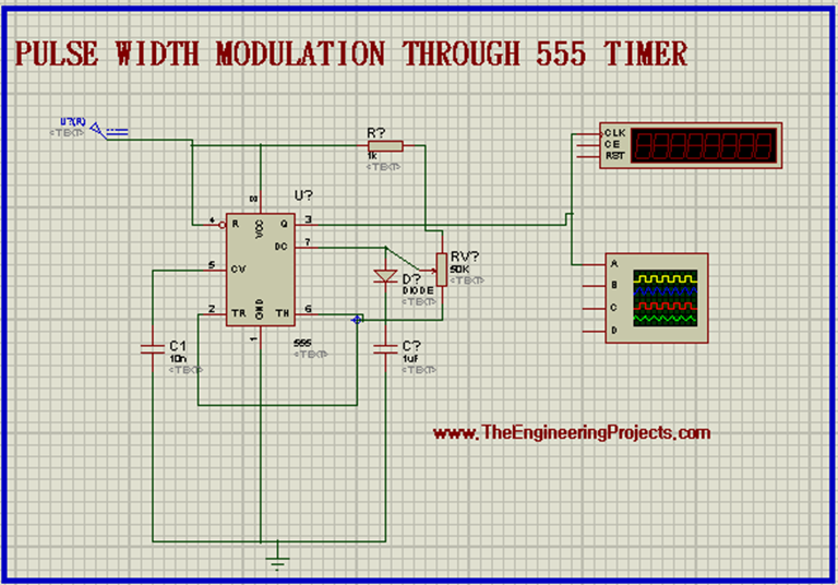 Pulse Width Modulation using 555 Timer in Proteus - The Engineering ...
