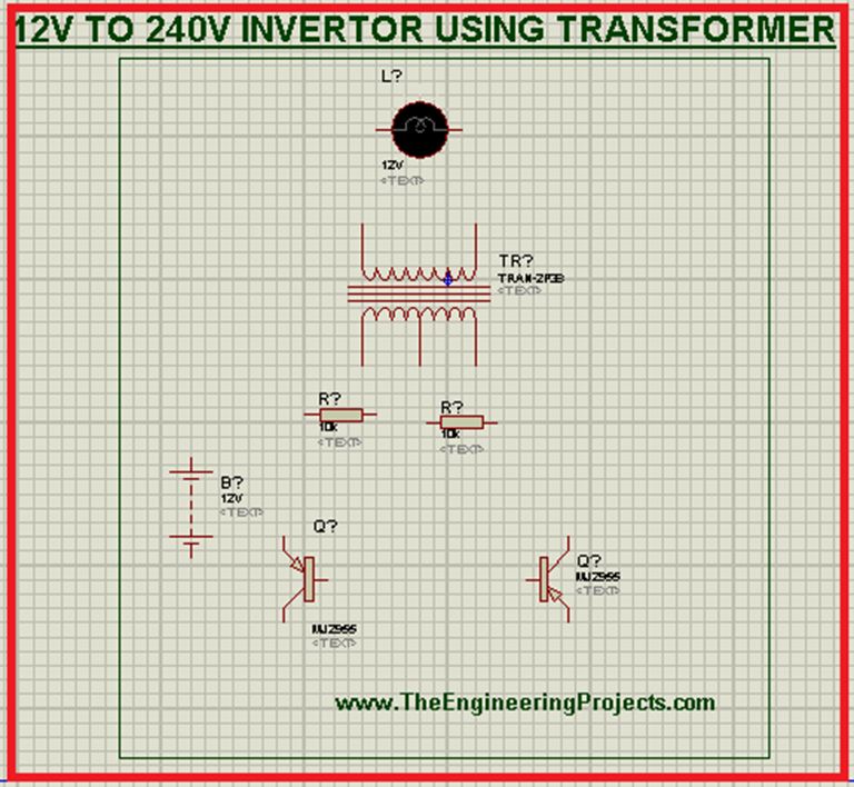 12V to 220V Step Up Inverter using transformer in Proteus - The ...