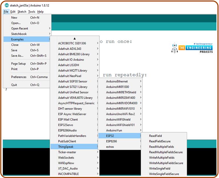 Sending Data To Cloud With Esp32 And Thingspeak The Engineering Projects