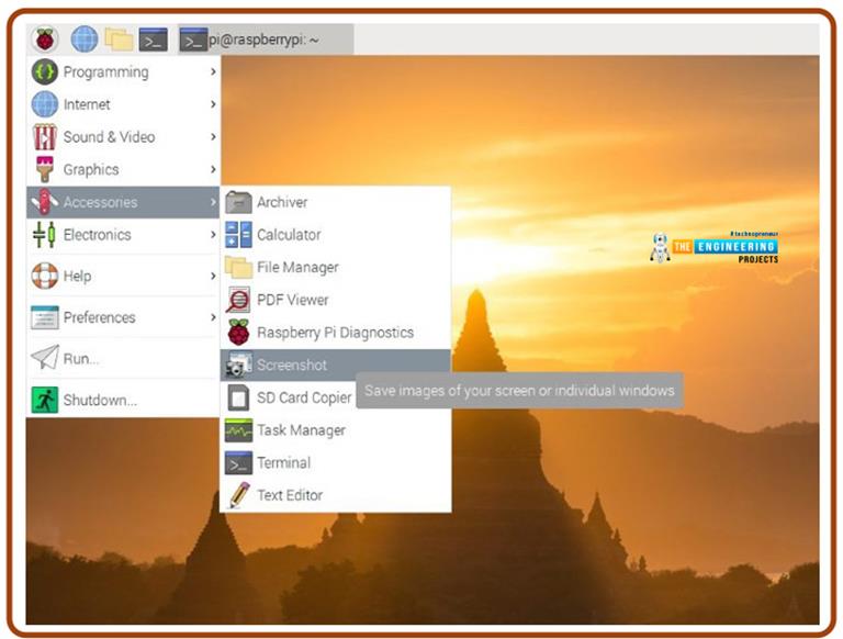 Taking a screenshot in Raspberry pi 4 - The Engineering Projects
