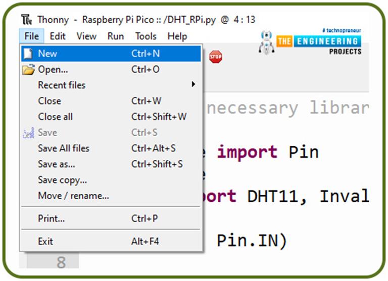 Interfacing of DHT11 with Raspberry Pi Pico - The Engineering Projects