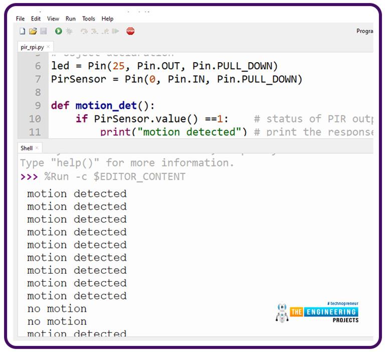 Interfacing PIR Motion Sensor and Raspberry Pi Pico Module with ...