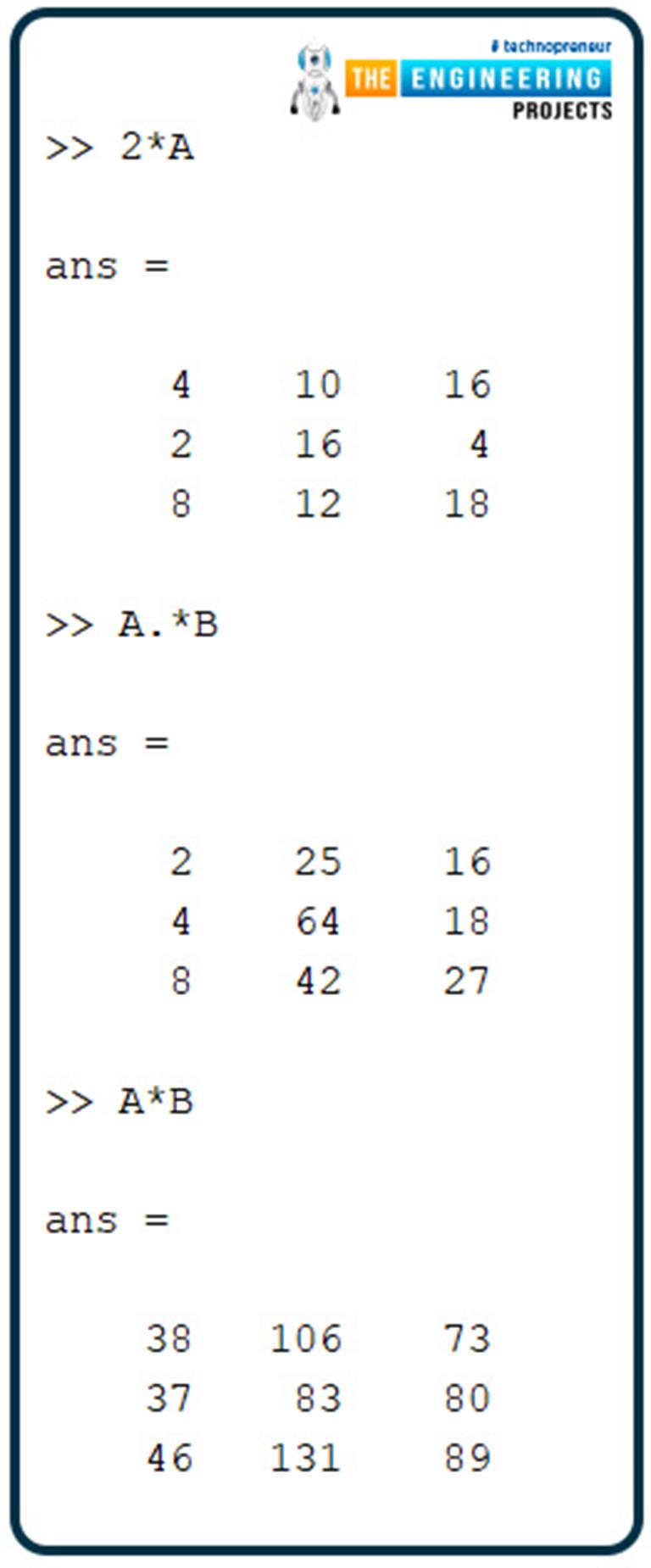 Basic Operations on Matrices in MATLAB - The Engineering Projects