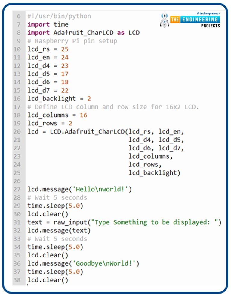 Interface LCD 16x2 with Raspberry Pi 4 - The Engineering Projects
