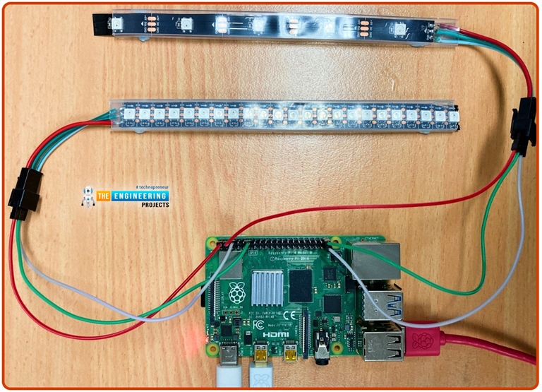 Interface a Ws2812 RGB with Raspberry Pi 4 - The Engineering Projects