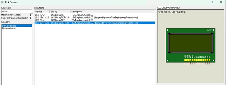 LCD Library for Proteus V2.0 - The Engineering Projects