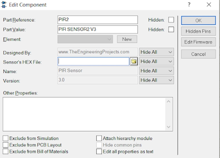 PIR Sensor Library for Proteus V3.0 - The Engineering Projects