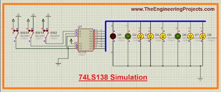 74LS138 - 3 to 8 Line Decoder IC | Datasheet, Working and Simulation ...