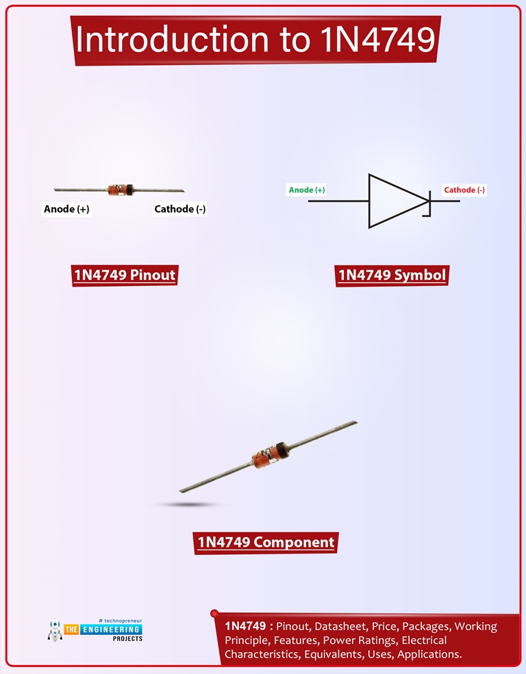 1N4749 Zener Diode Datasheet, Pinout, Features & Applications - The ...