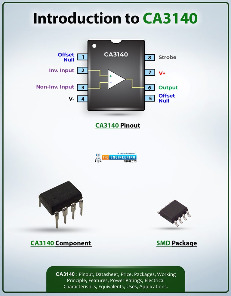 CA3140 Op-Amp Datasheet, Pinout, Features & Applications - The Engineering Projects