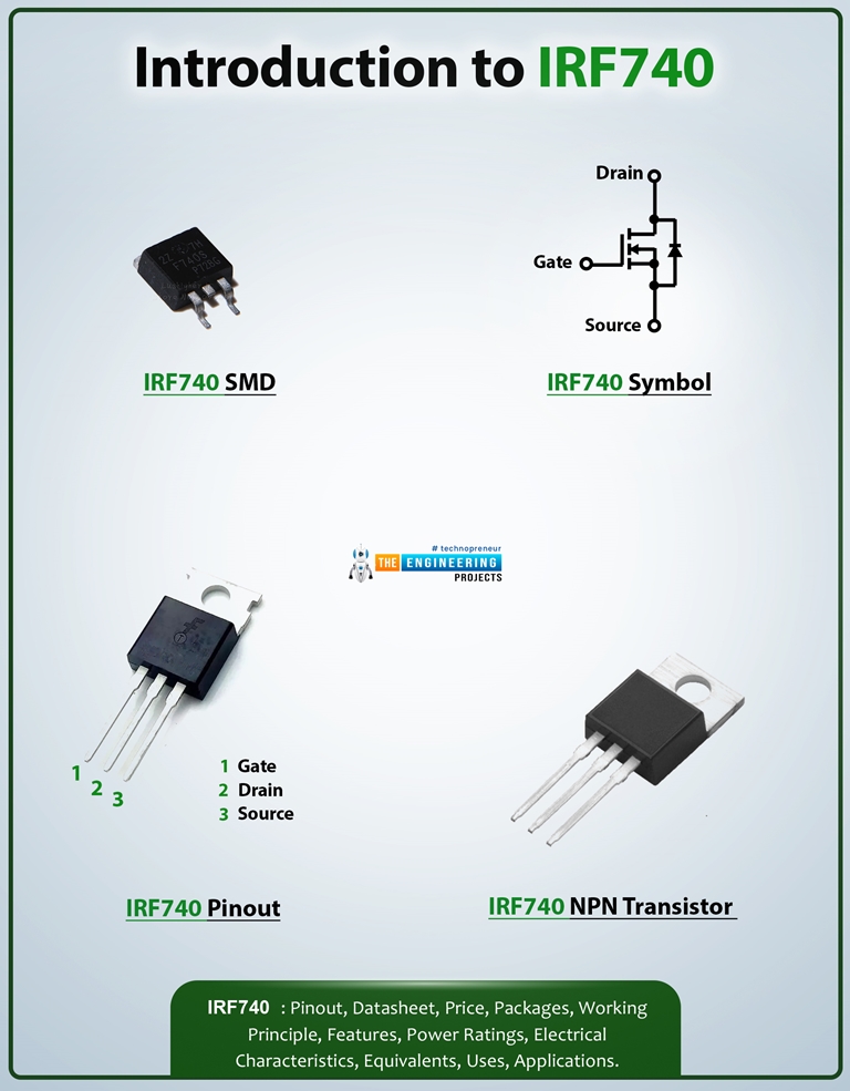 IRF740 MOSFET Datasheet, Pinout, Features & Applications - The Engineering Projects