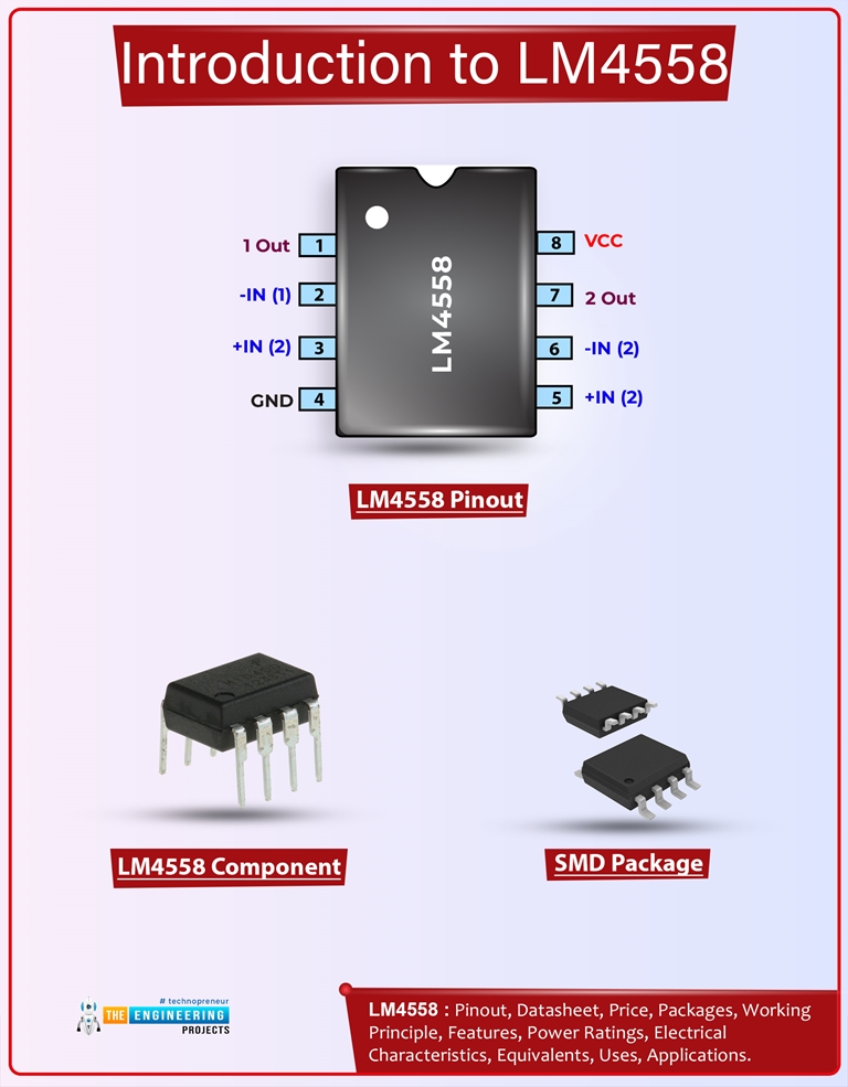LM4558 Dual Op-Amp Datasheet, Pinout, Features & Applications - The ...